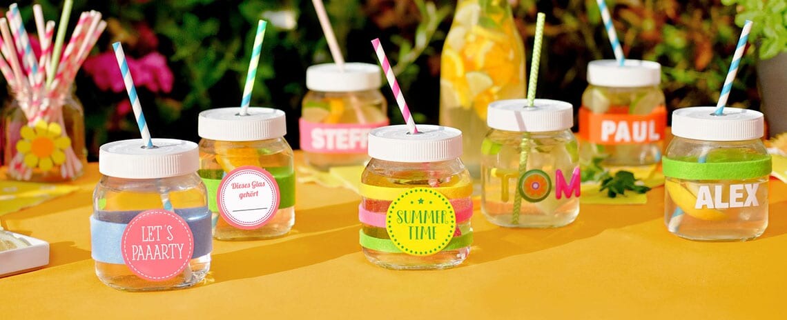 Theme party glasses with empty Nutella® jars do it yourself | Nutella ...